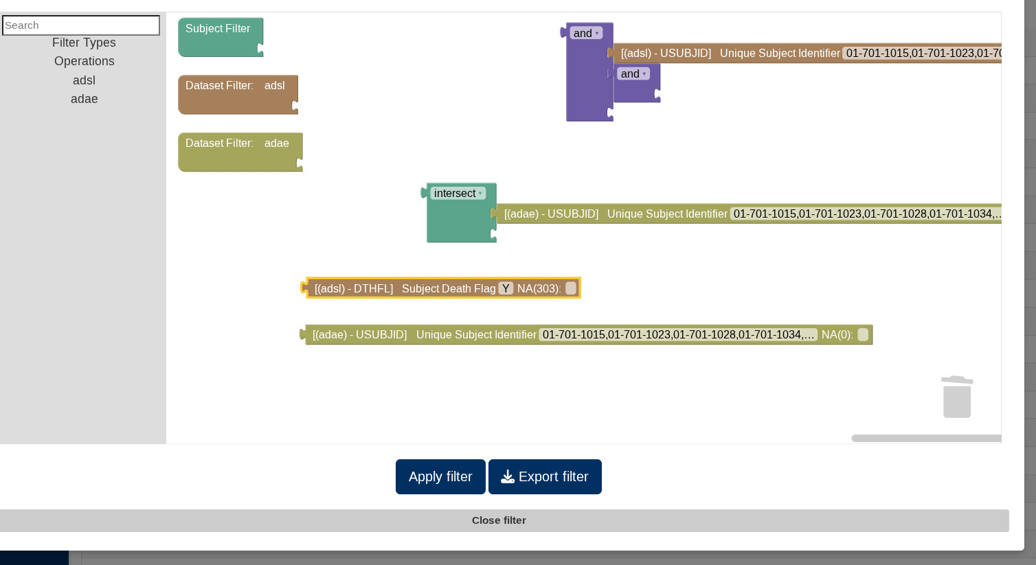 (DEVELOPMENT) Blockly Filter • dv.manager